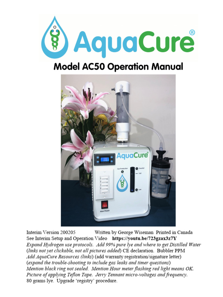 AC50 Operation Manual190414 | PDF | Sodium Hydroxide | Water