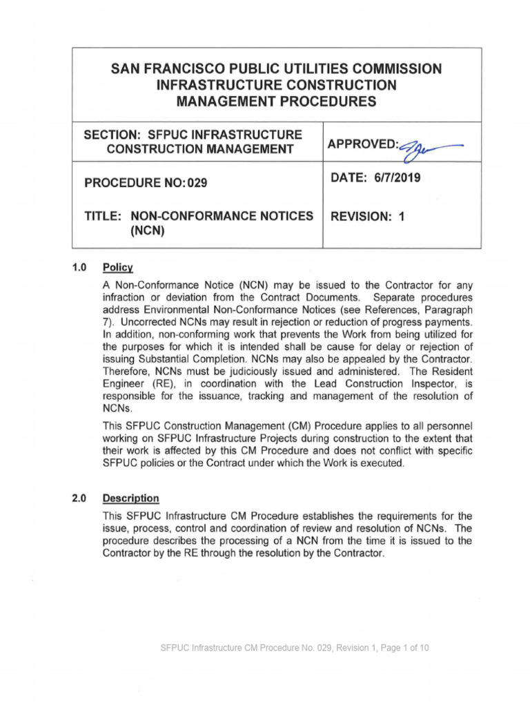 CM P029 Rev 1 Non_Conformance Notice_NCN | PDF | Construction Management