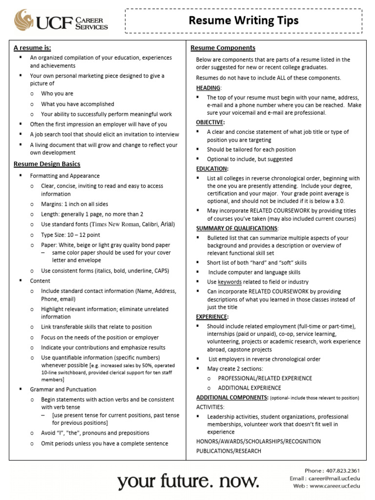 Resume Writing Handout | PDF | Résumé | Linguistics