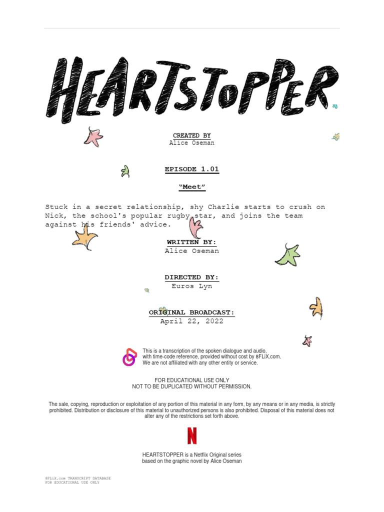 Heartstopper Episode 1.01 Transcript | PDF