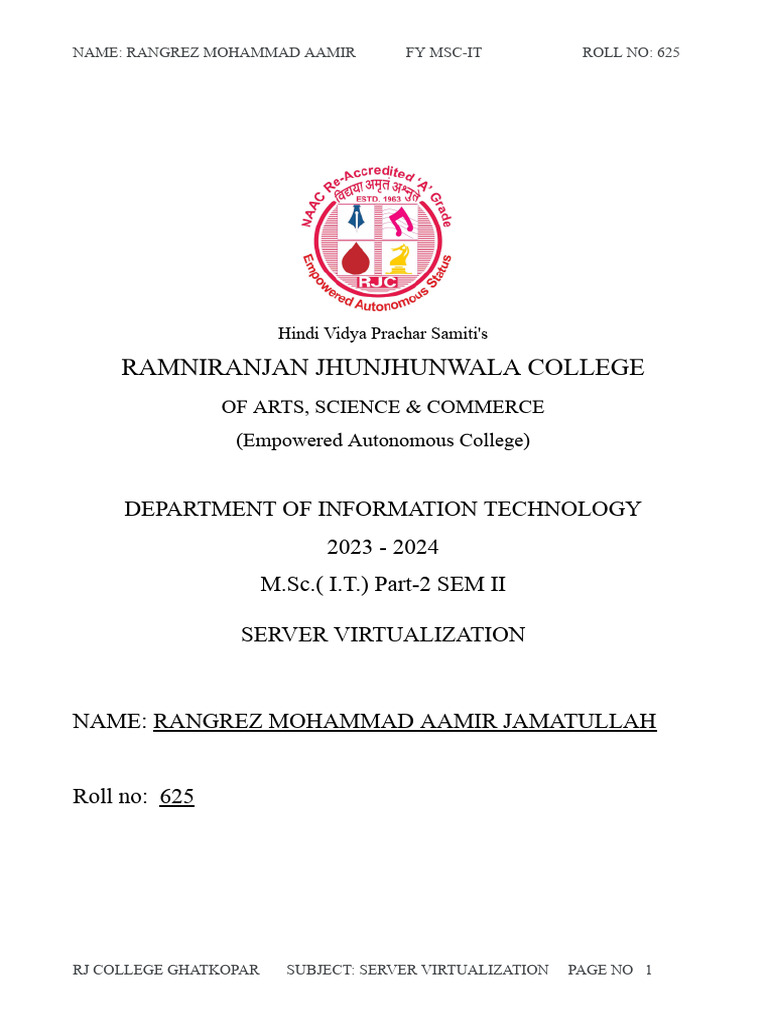 625 SV Practical FILE | PDF | Virtualization | Virtual Machine