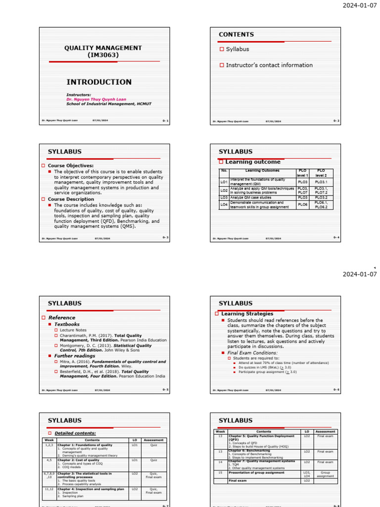 C0-Introduction-HK232 | PDF | Six Sigma | Quality Management