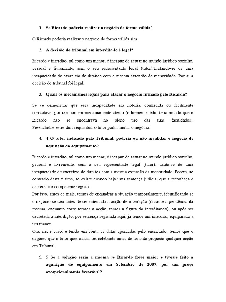 Caso Pratico Do Ricardo Resolvido Betinho Hotera | PDF | Sentença ...