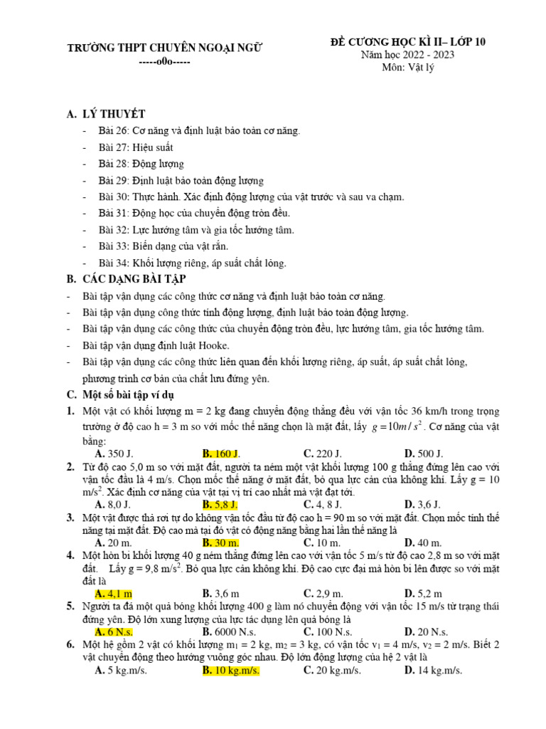 De Cuong HK2 HS | PDF