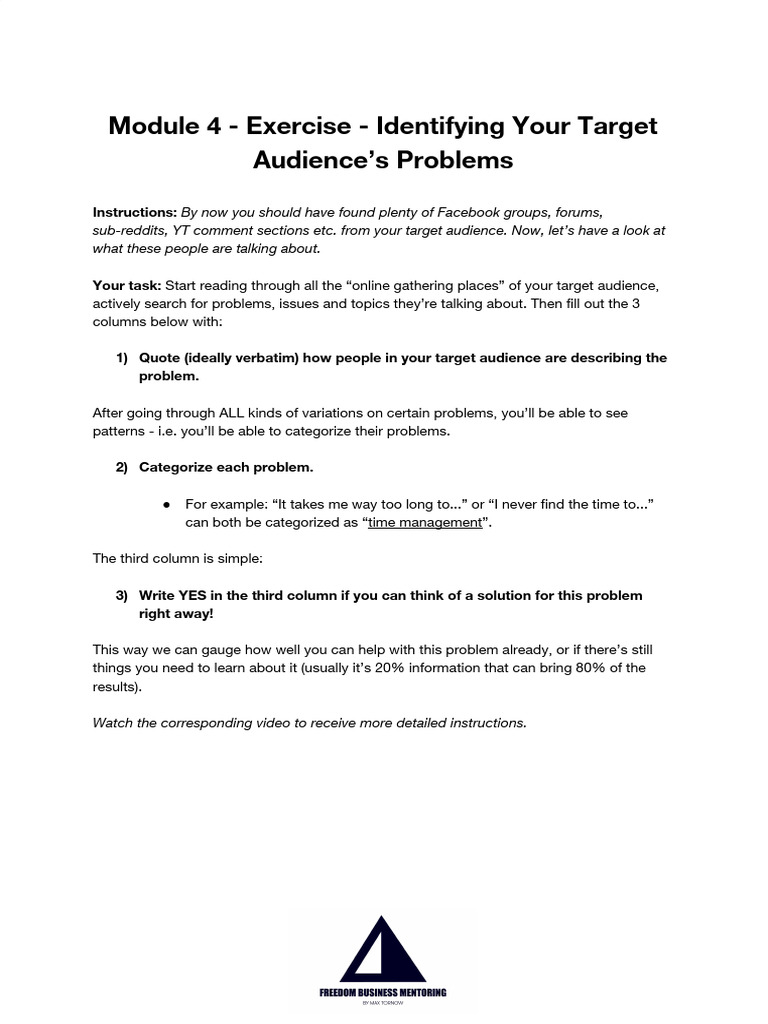 M4V5 Your Target Audience_s Problems | PDF