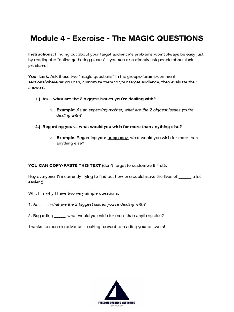 M4V6 The Magic Questions | PDF | Self-Improvement