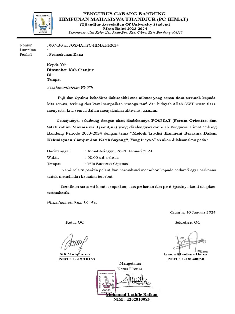 Surat Permohonan Disnaker | PDF