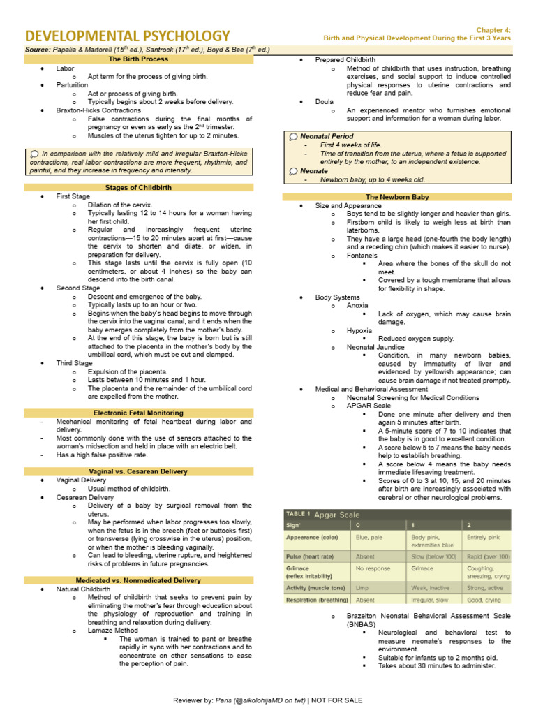 DEVPSYCH 4 - Birth and Physical Development During The First Three ...