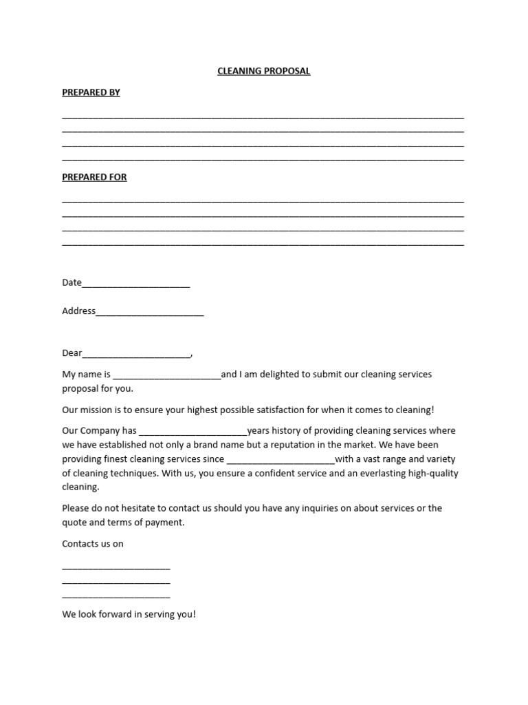 Professional Cleaning Services Proposal | PDF | Marketing | Business