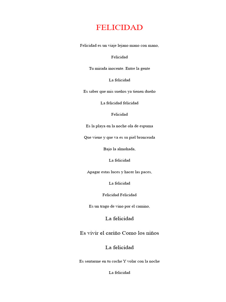 Felicidad Cancion | PDF