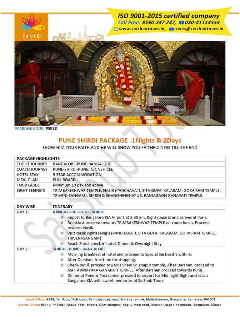 Via Pune TN Package - 1n, 2d | PDF | Meal