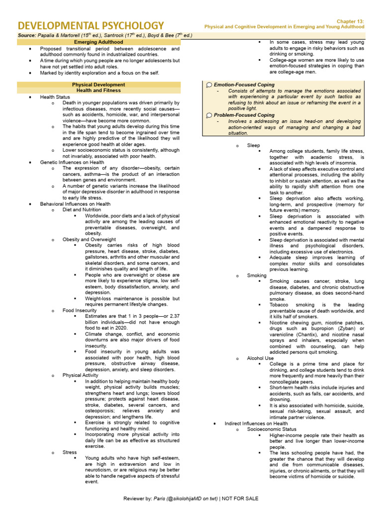 DEVPSYCH 13 - Physical and Cognitive Development in Emerging and Young Adulthood | PDF | Obesity ...