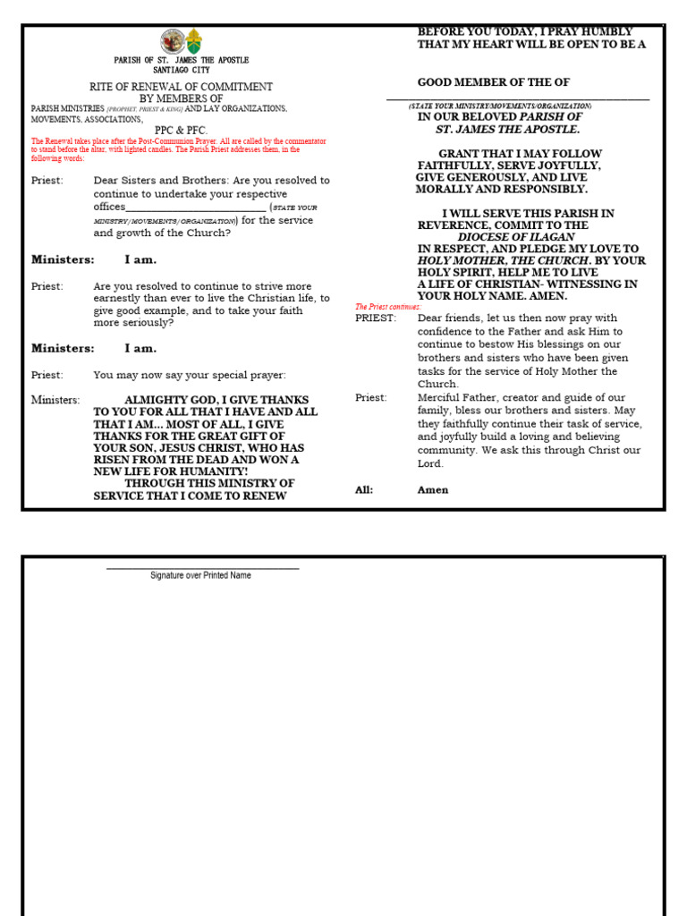 Renewal of Commitment | PDF | God The Father | Prayer