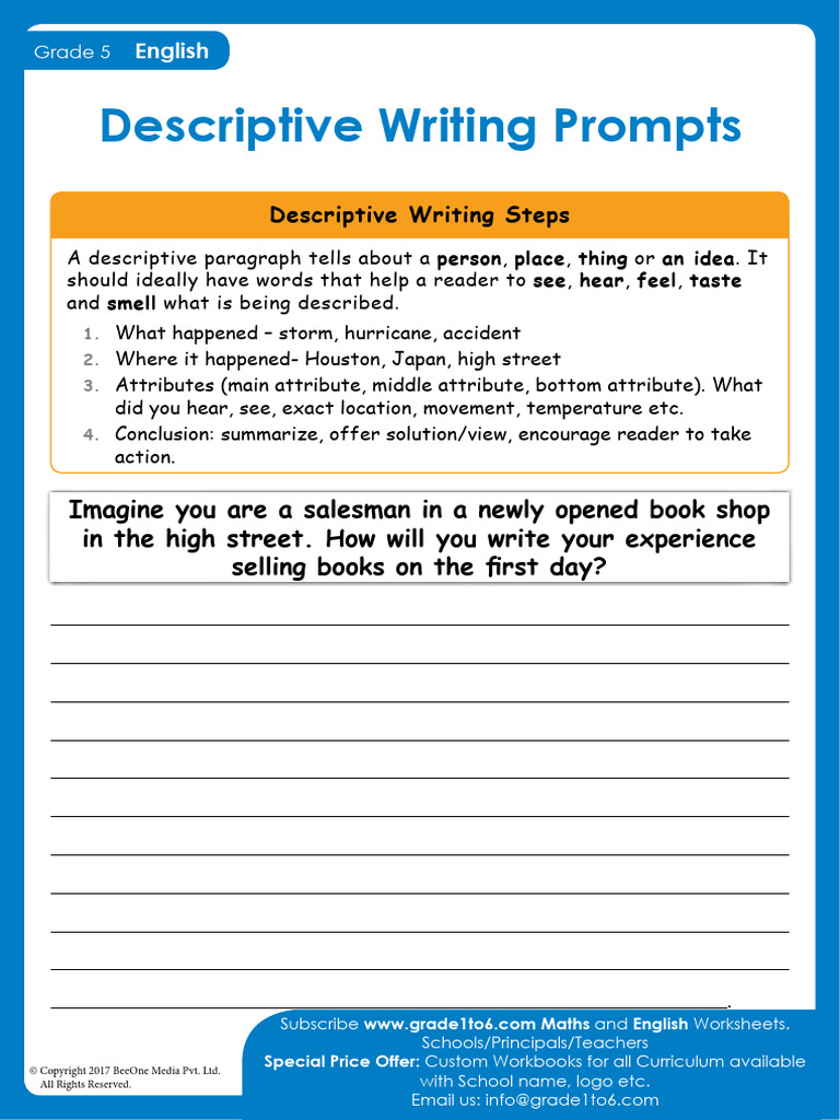 Descriptive Writing Prompts | PDF
