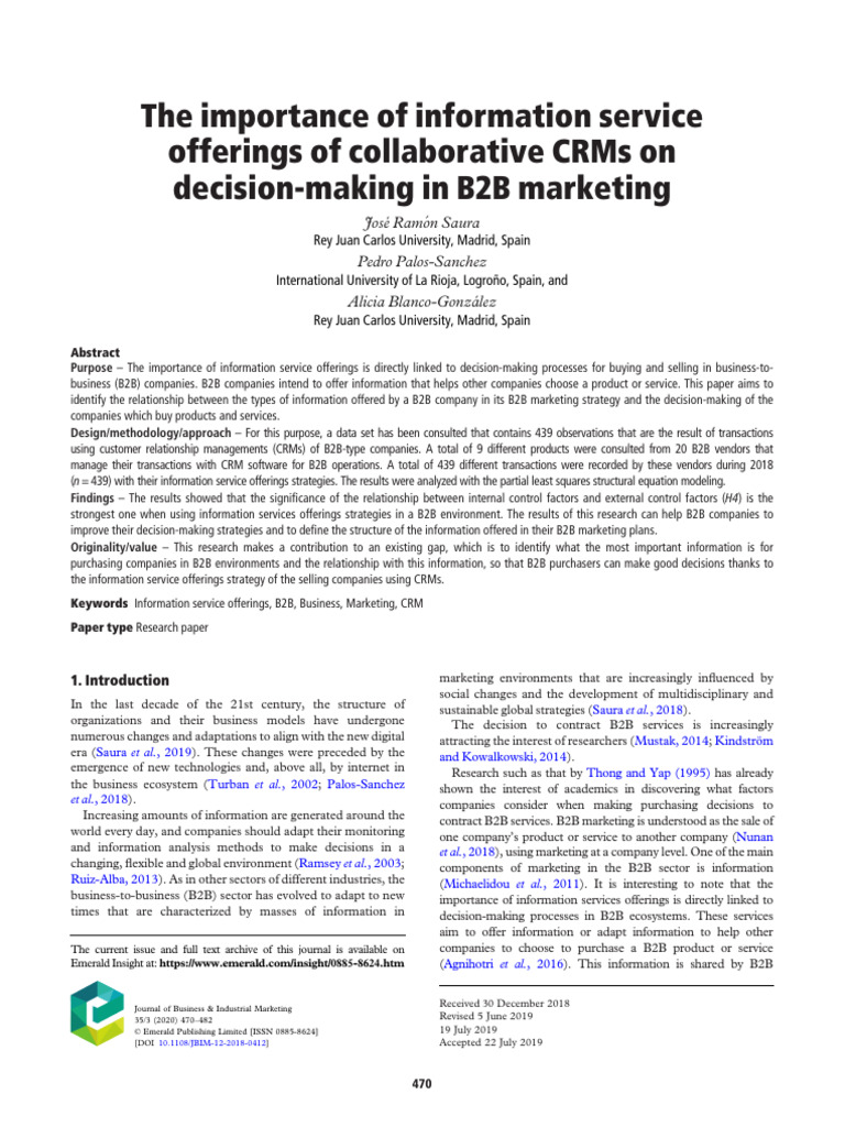 Importance of Information in B2B Marketing | PDF | Customer ...