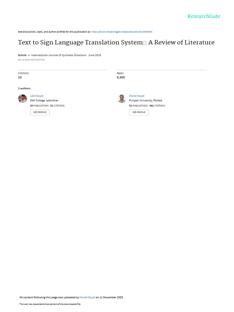 Text To Sign Language Translation System A Review | PDF | Sign Language ...