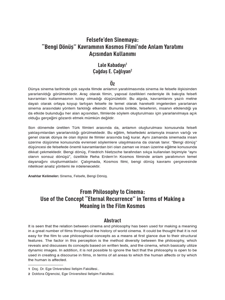 Felsefe - Den Sinemaya - Bengi D - N - Kavram - N - N Kosmos Filmi - Nde Anlam Yarat - M - A - S ...