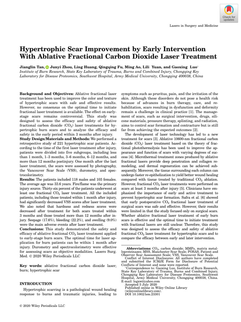 Hypertrophic Scar Improvement by Early Intervention | PDF | Scar | Therapy