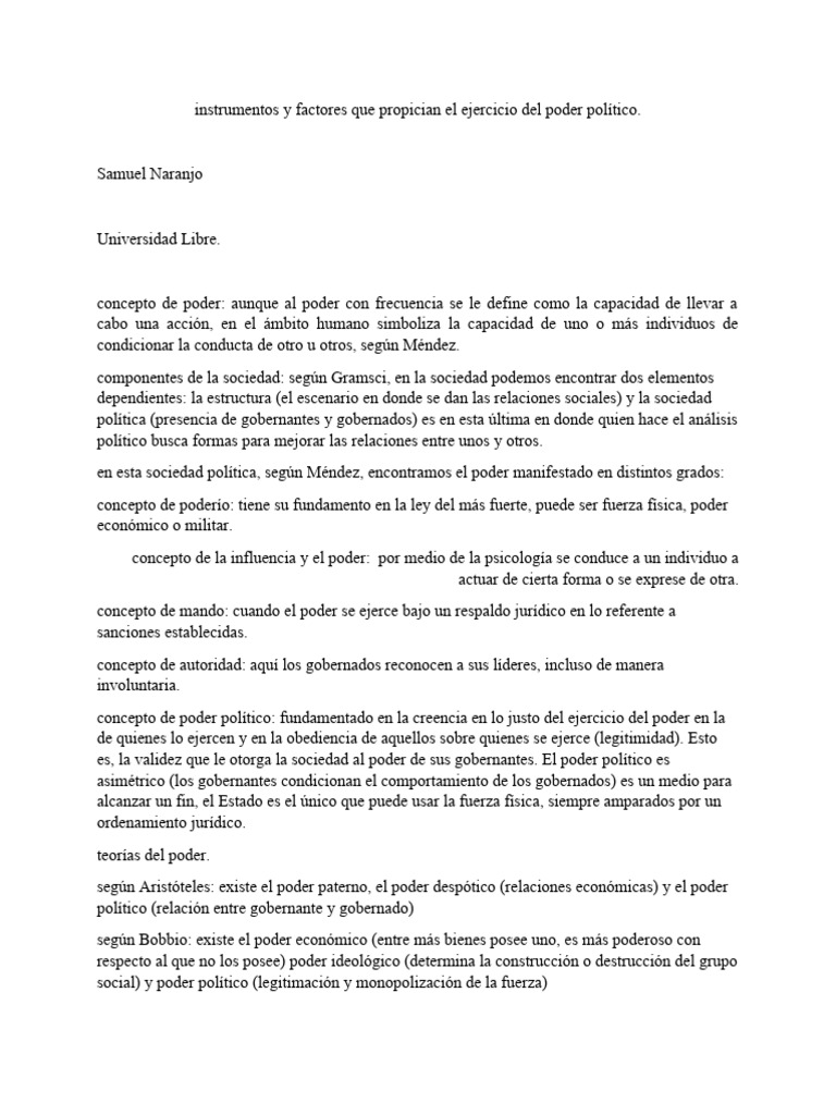 Instrumentos del Poder Político | PDF | Poder (social y político ...