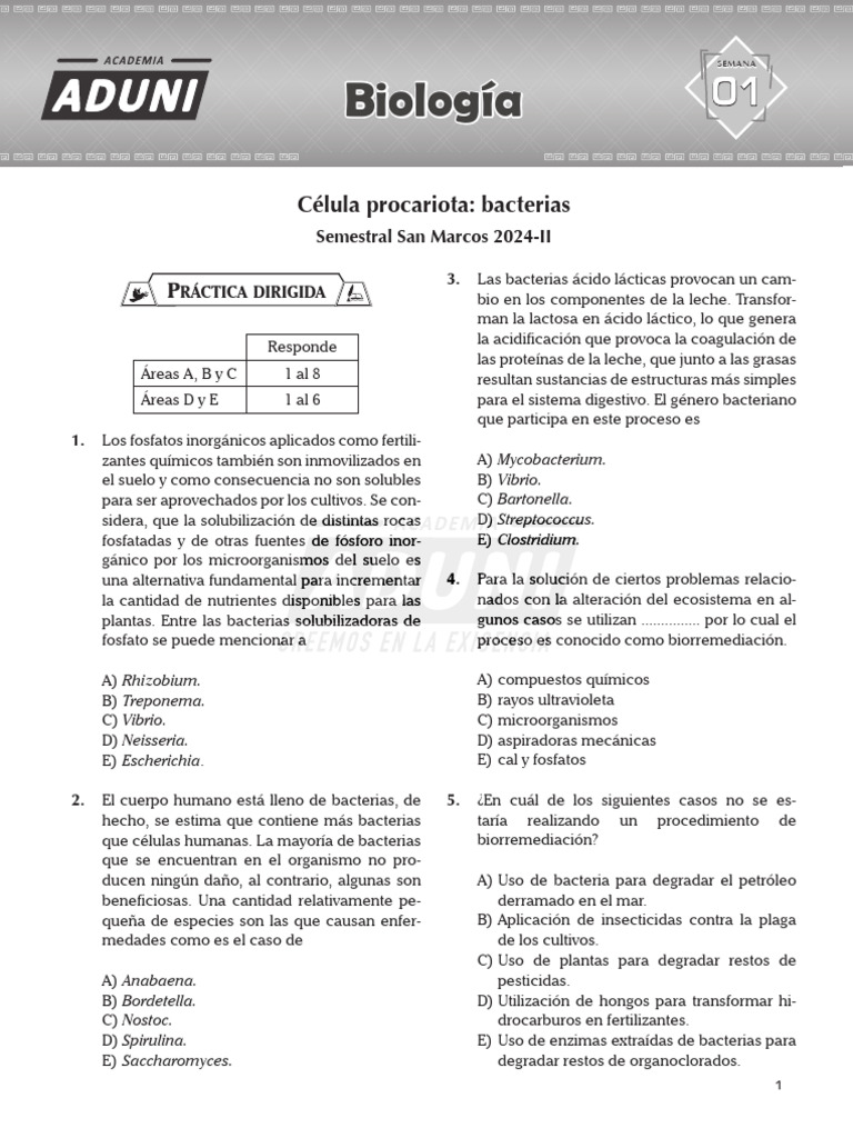 Bi SSM Dir Sem01 | Descargar gratis PDF | Las bacterias | Organismos