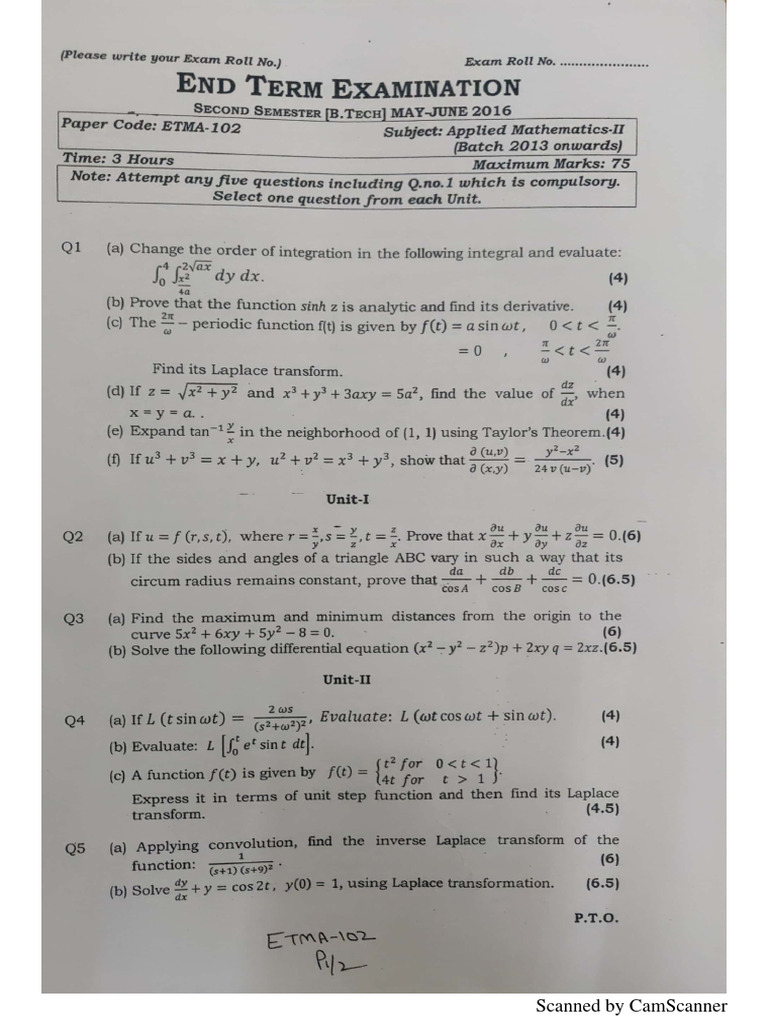 IT Question Papers 2016-2017 2nd Sem. | PDF