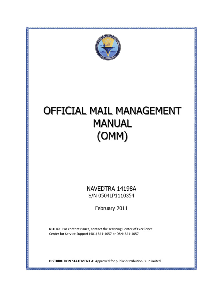 NAVEDTRA 14198A Official Mail Management Manual (OMM) | PDF | United ...