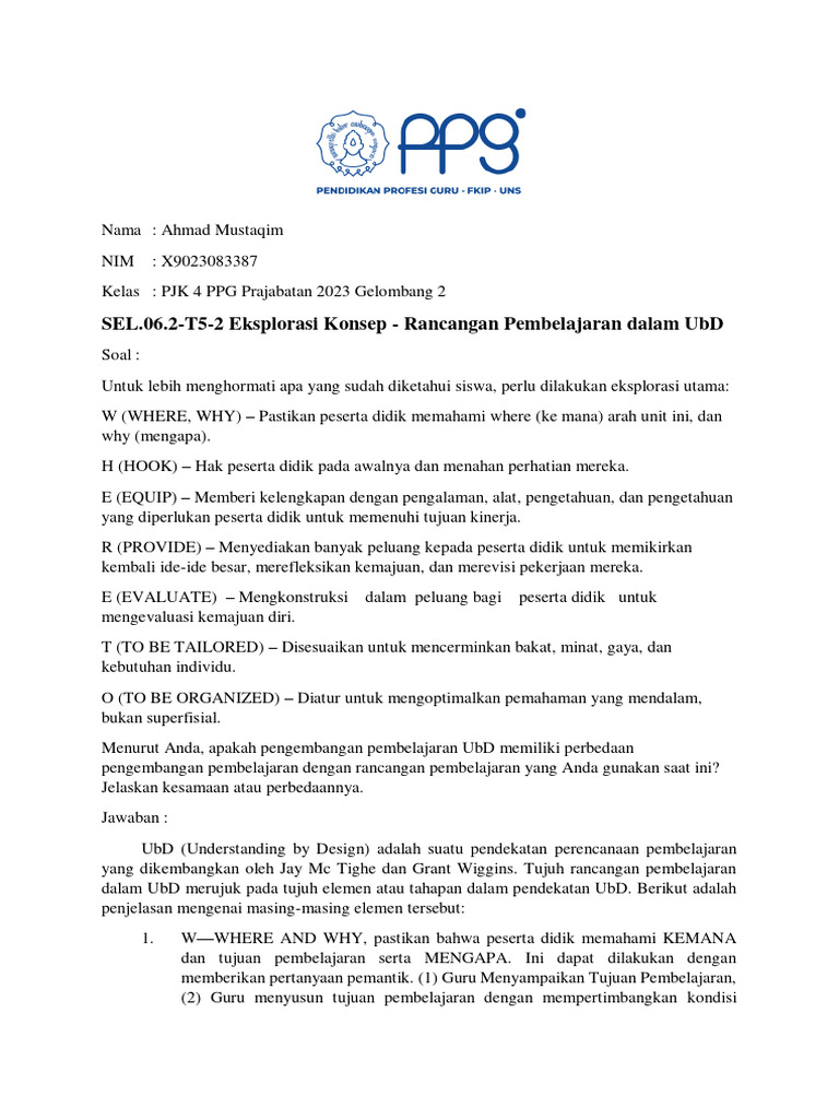 Rancangan Pembelajaran UbD yang Efektif | PDF | Karier & Perkembangan | Seni