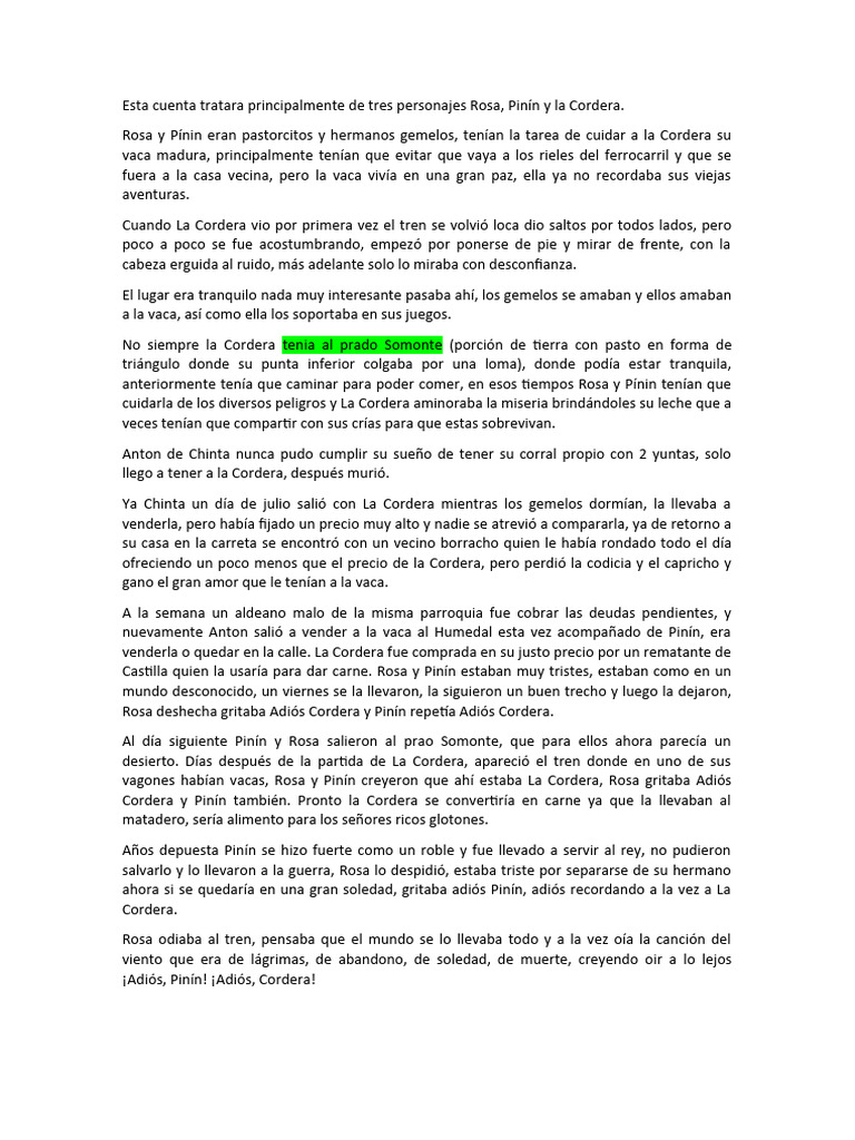 Adiós, Cordera y Pinín | PDF | Clásicos