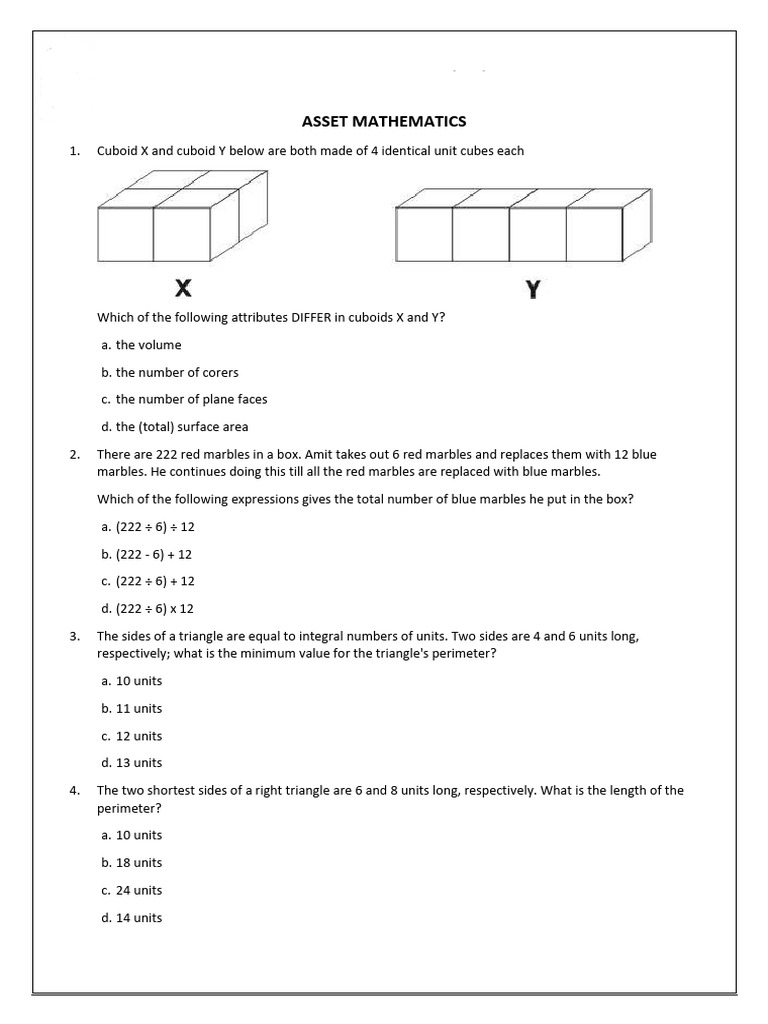 Grade 8 Math Asset Worksheet | PDF | Area | Mathematics