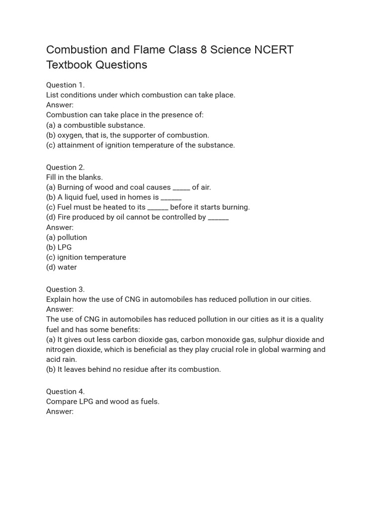 Combustion and Flame Class 8 | PDF | Combustion | Fires