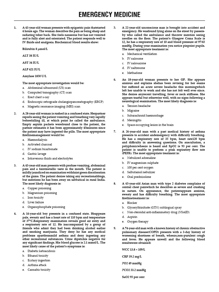 13 Emergency Medicine | PDF | Headache | Chronic Obstructive Pulmonary ...
