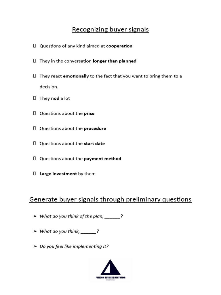 9 - Recognize Buying Signals | PDF