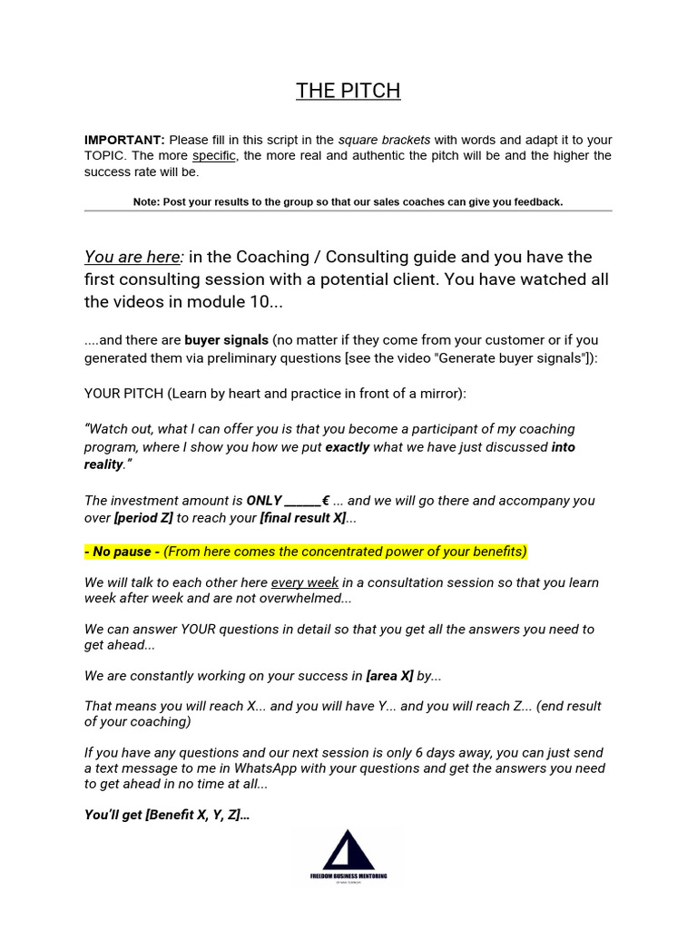 11 - The Pitch | PDF