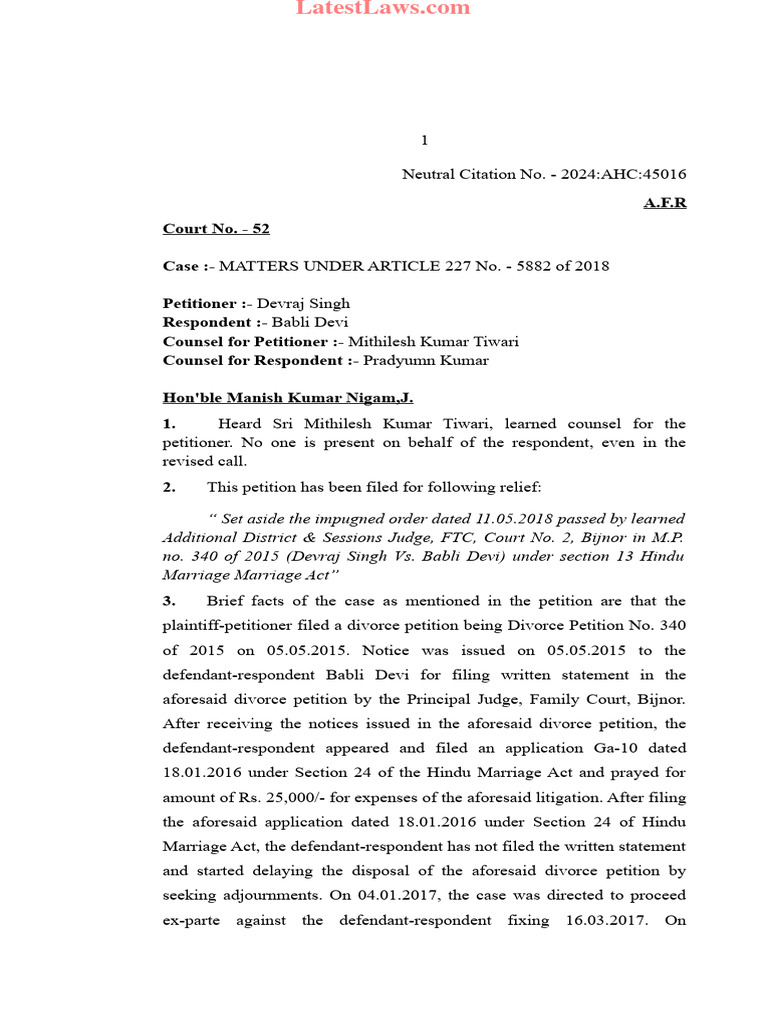 558-Devraj Singh vs Babli Devi | PDF | Appellate Court | Lawsuit