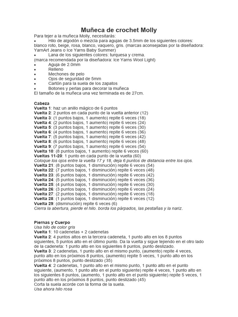 Muñeca de Amigurumi Molly | PDF