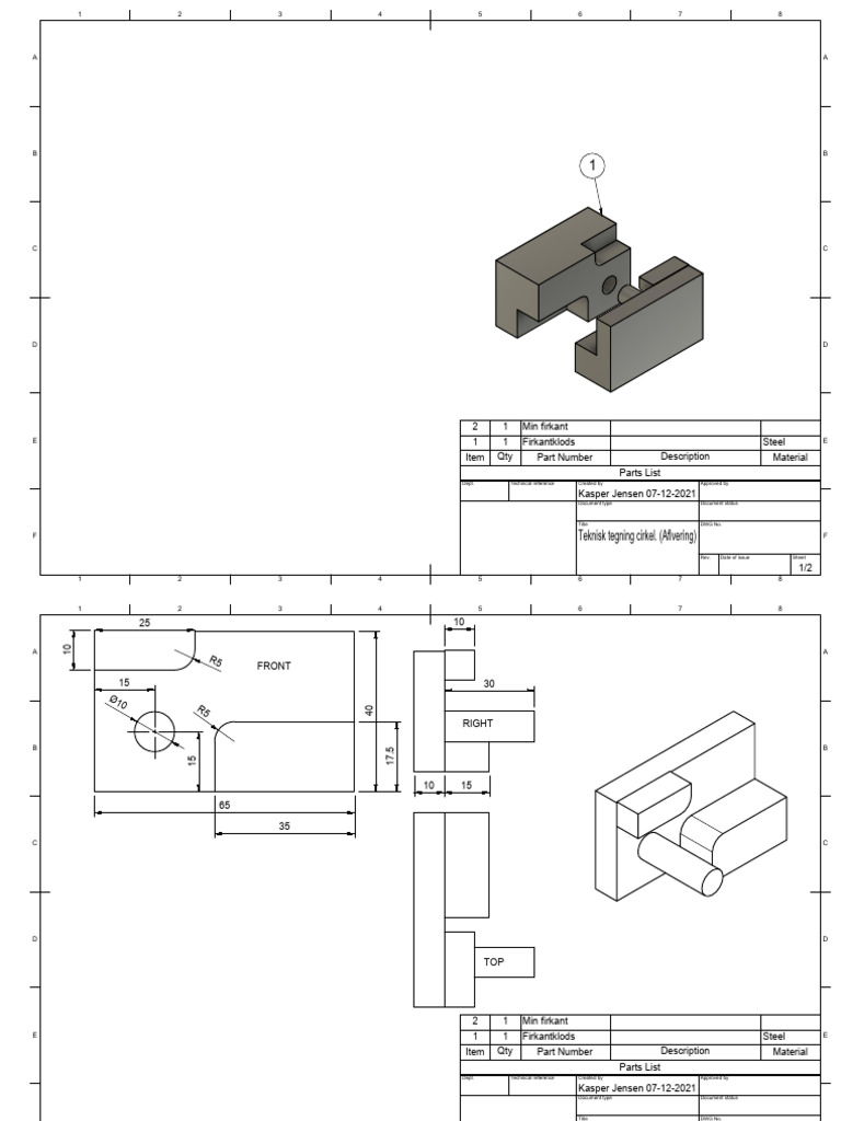 Teknisk Tegning Cirkel. (Aflvering) Drawing Vigtig v1 | PDF