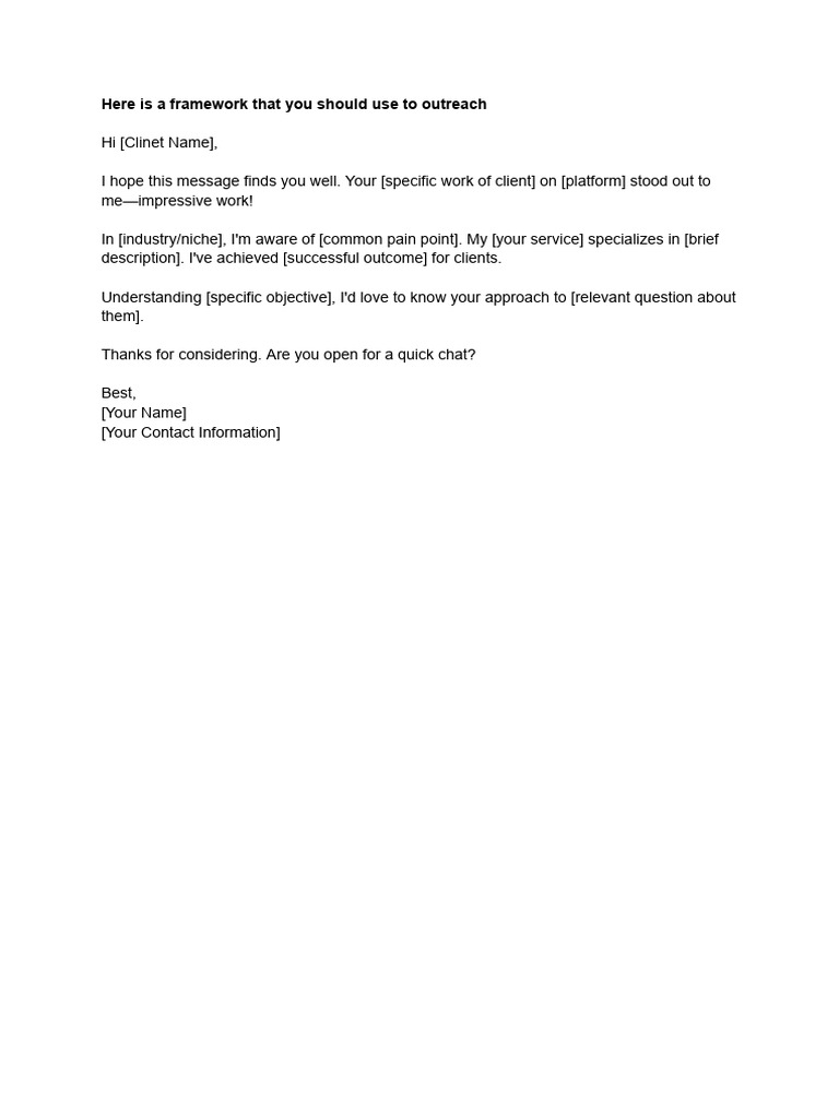 Outreach Message | PDF | Career & Growth