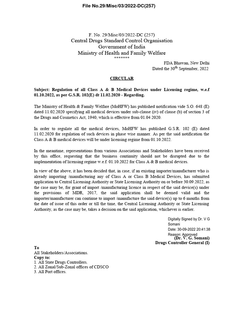 CDSCO Class A and B | PDF | Medical Device | Health Care