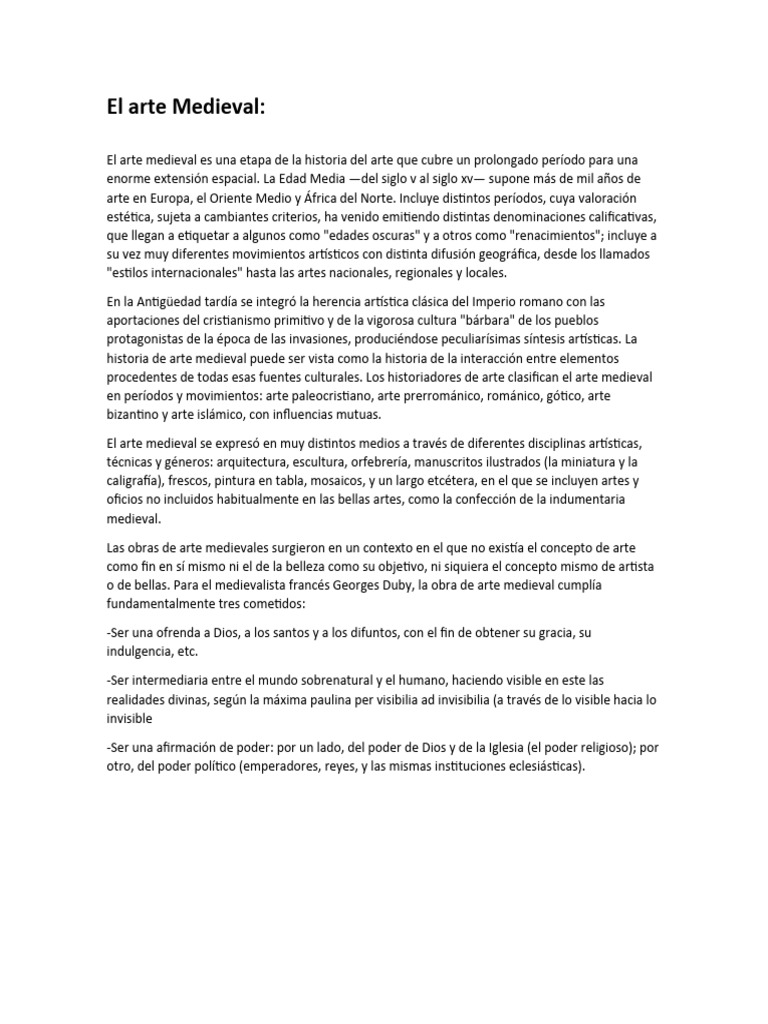 Introducción al arte medieval | PDF | Arte medieval | Las artes
