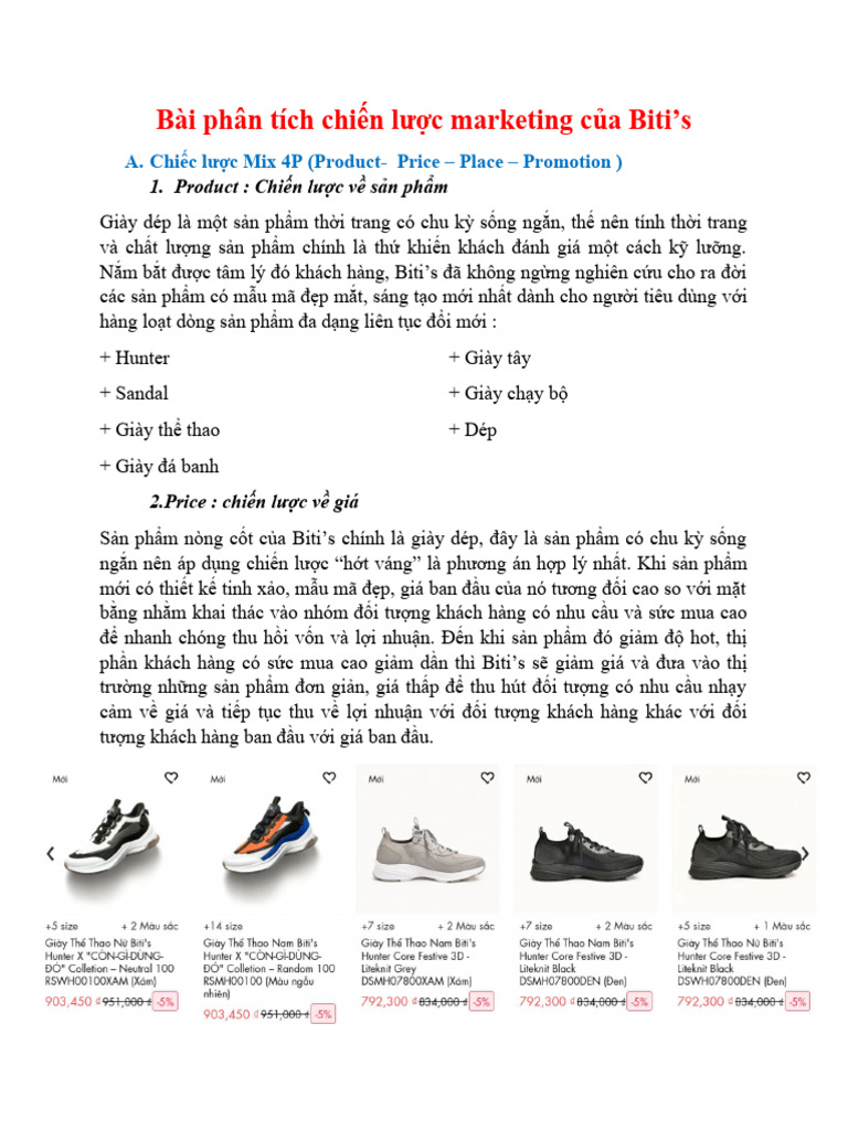 Bài phân tích chiến lược marketing của Biti | PDF