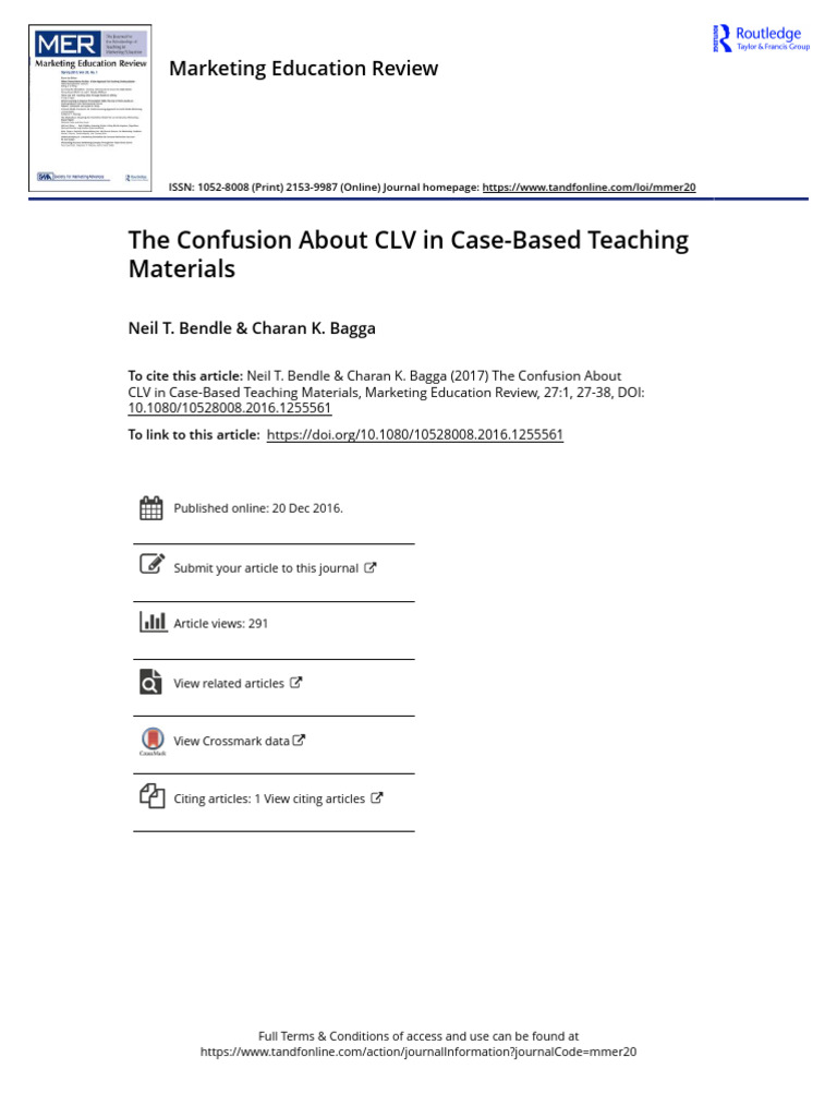 The Confusion About CLV in Case-Based Teaching Materials | PDF | Marketing | Business