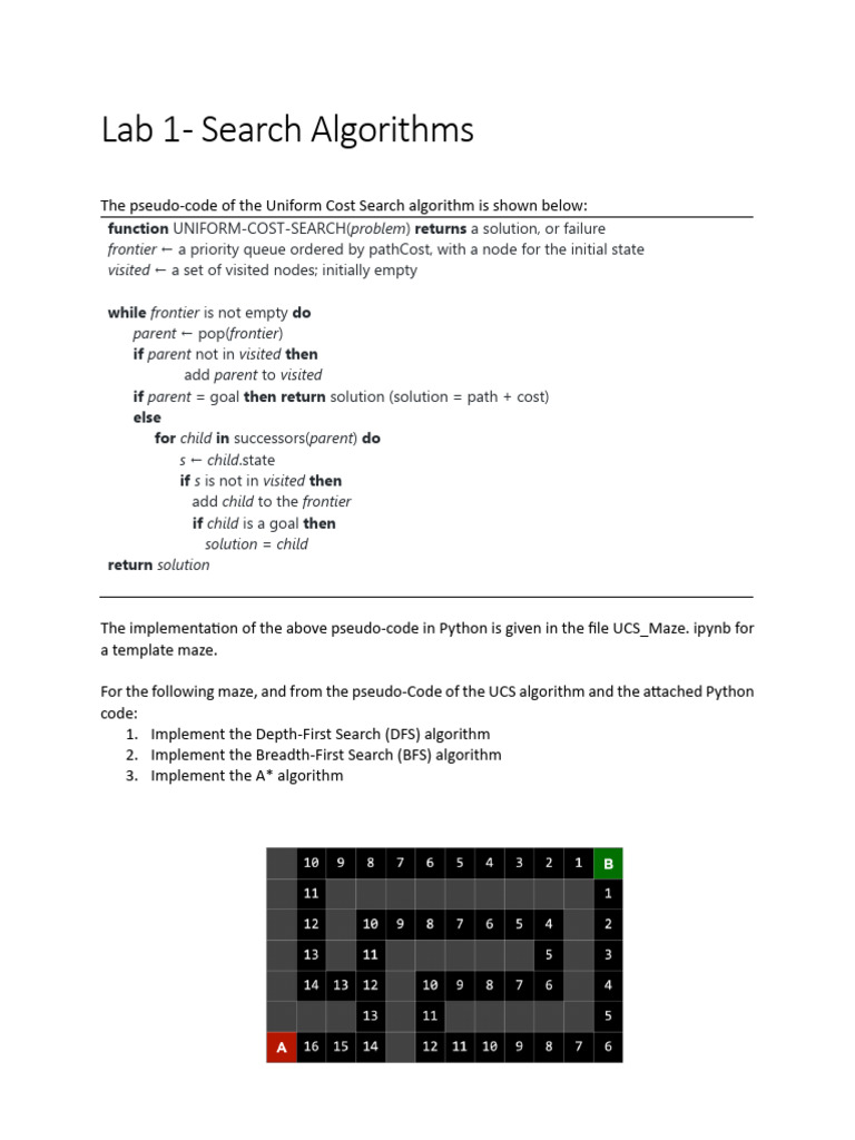 Lab 1 - Search Algorithms | PDF