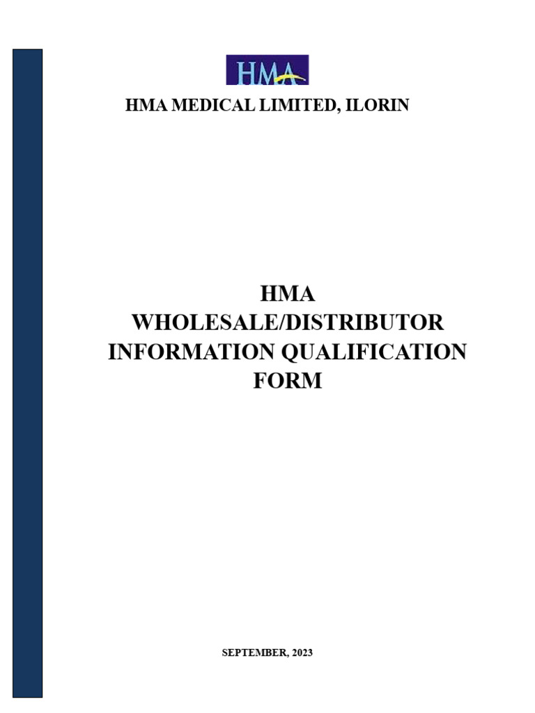 HMA WholeDistributors Qualification Form 2 | PDF | Medical Device