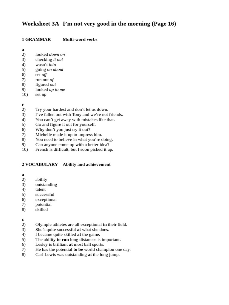 Worksheet 3A 3B Solutions | PDF