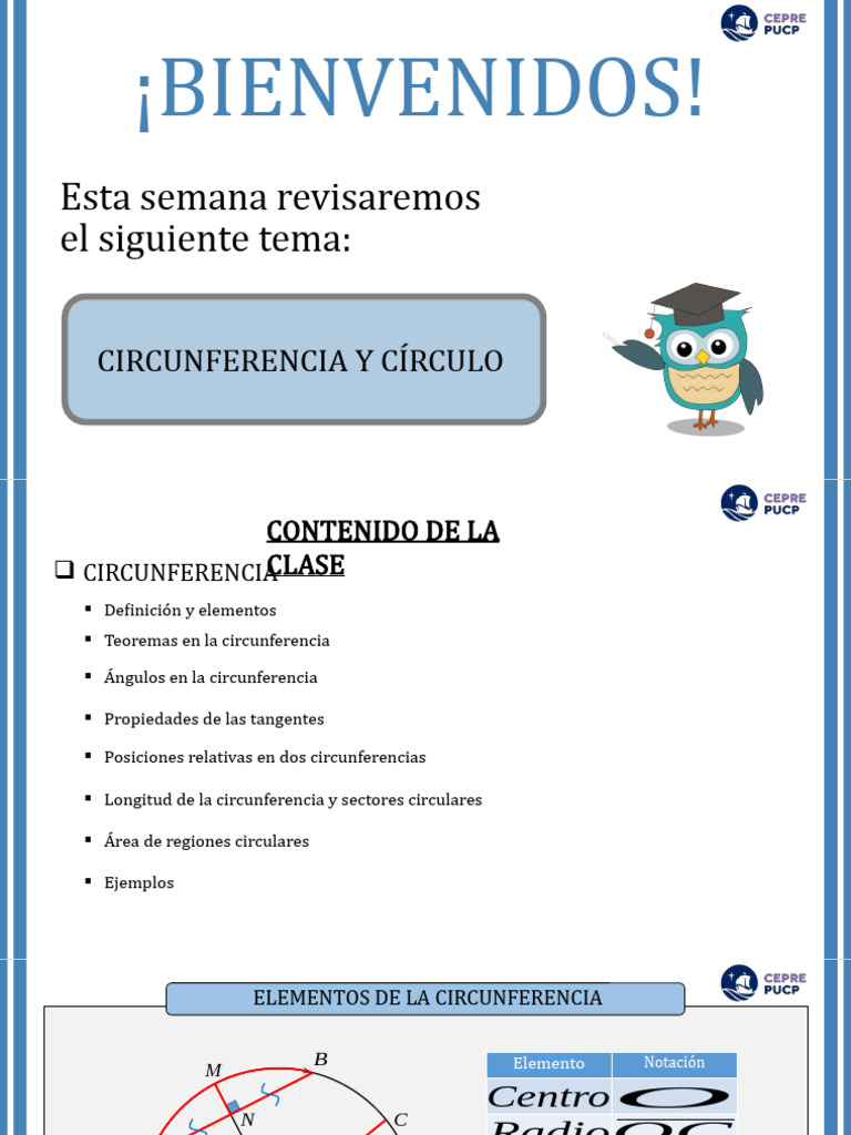 CC - PPT - Circunferencia y Círculo | PDF | Ángulo | Tangente