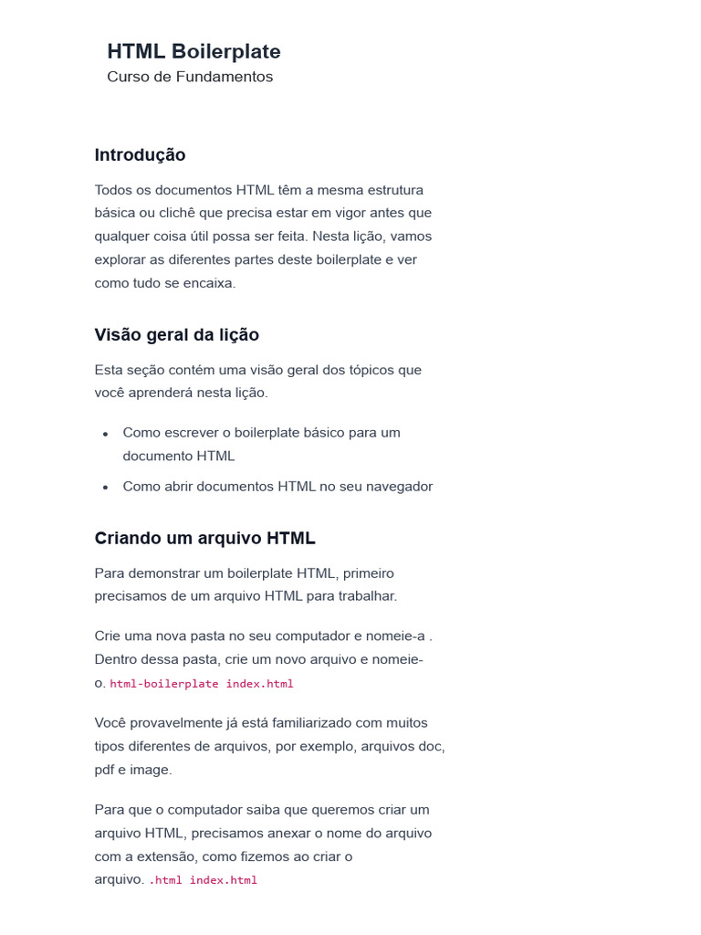 Fundamentos do HTML Boilerplate | PDF | Html | Rede mundial de computadores