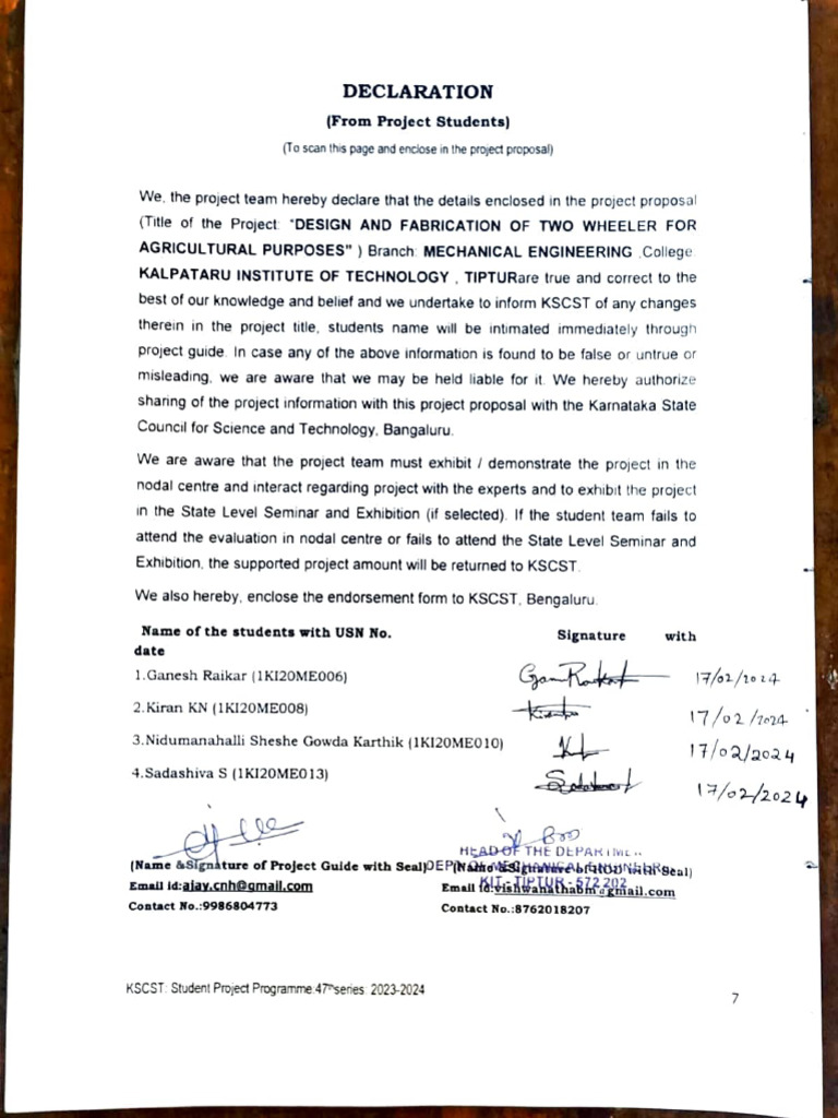 02 - Title of The Project - Declaration - Endorsement | PDF | Engineering