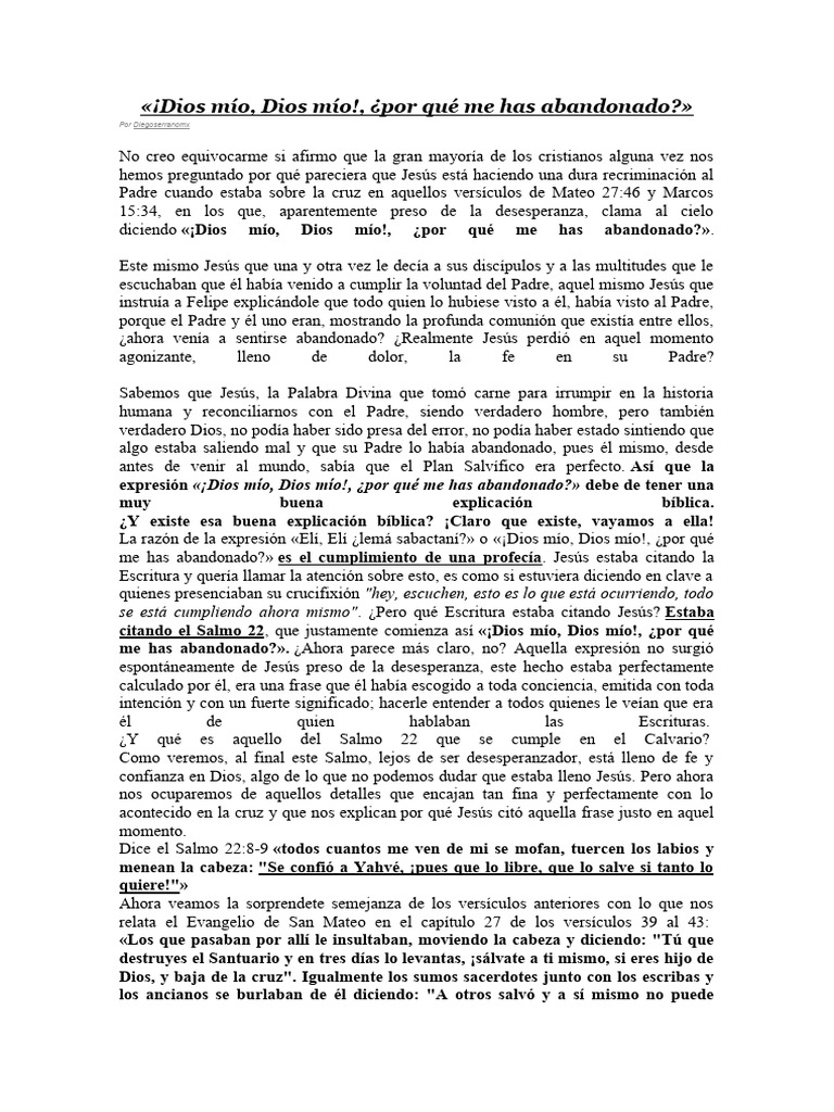 Significado del clamor de Jesús en la cruz | PDF | Jesús | Evangelio de ...