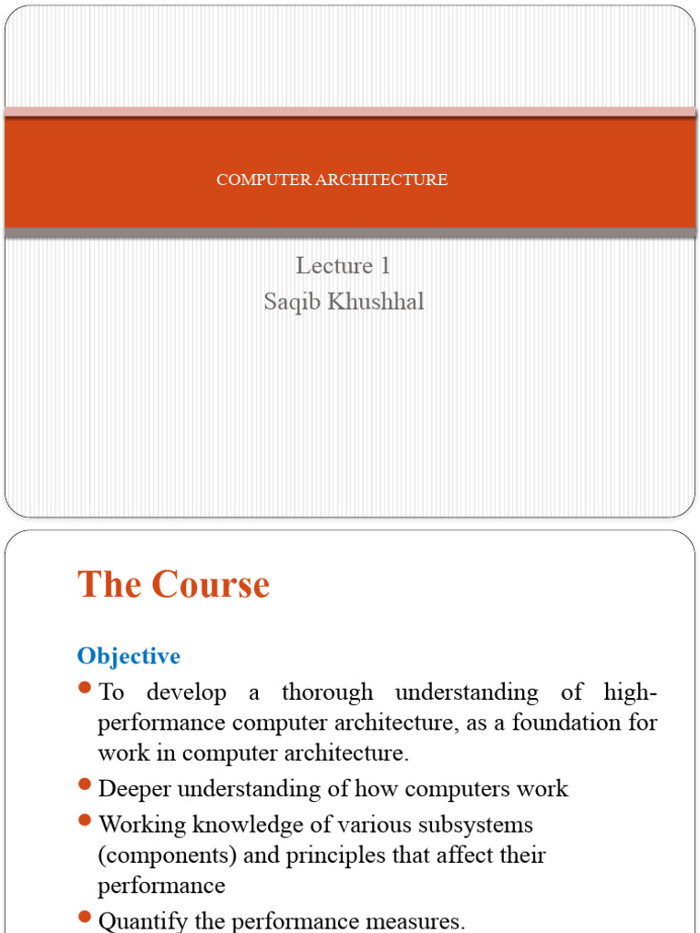 CA Lecture 1 | PDF | Computer Architecture | Central Processing Unit