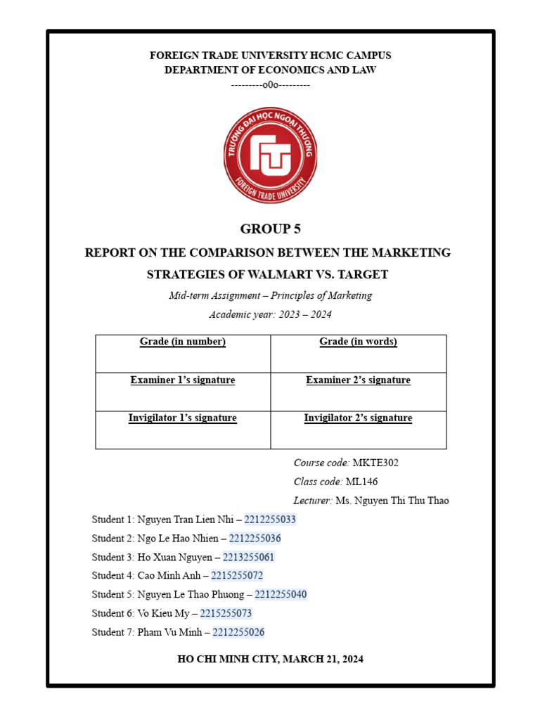 (ML146) Group 5 - Walmart vs. Target Report | PDF | Retail | Walmart